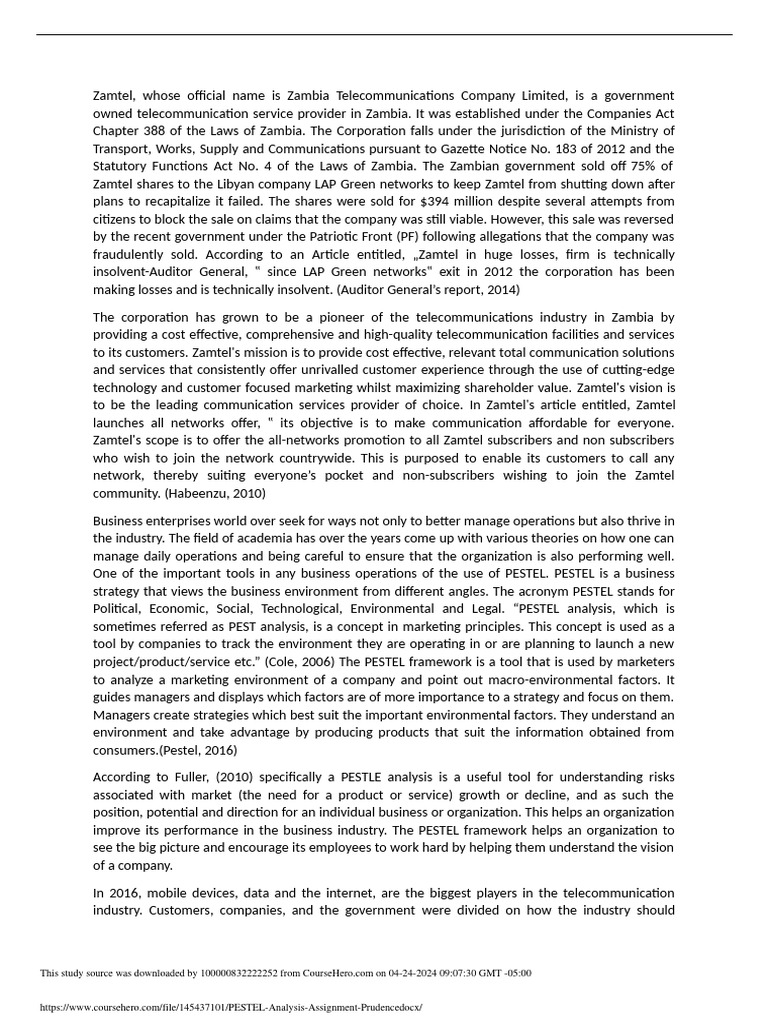 PESTEL Analysis Assignment Prudence | PDF | Marketing | Economies