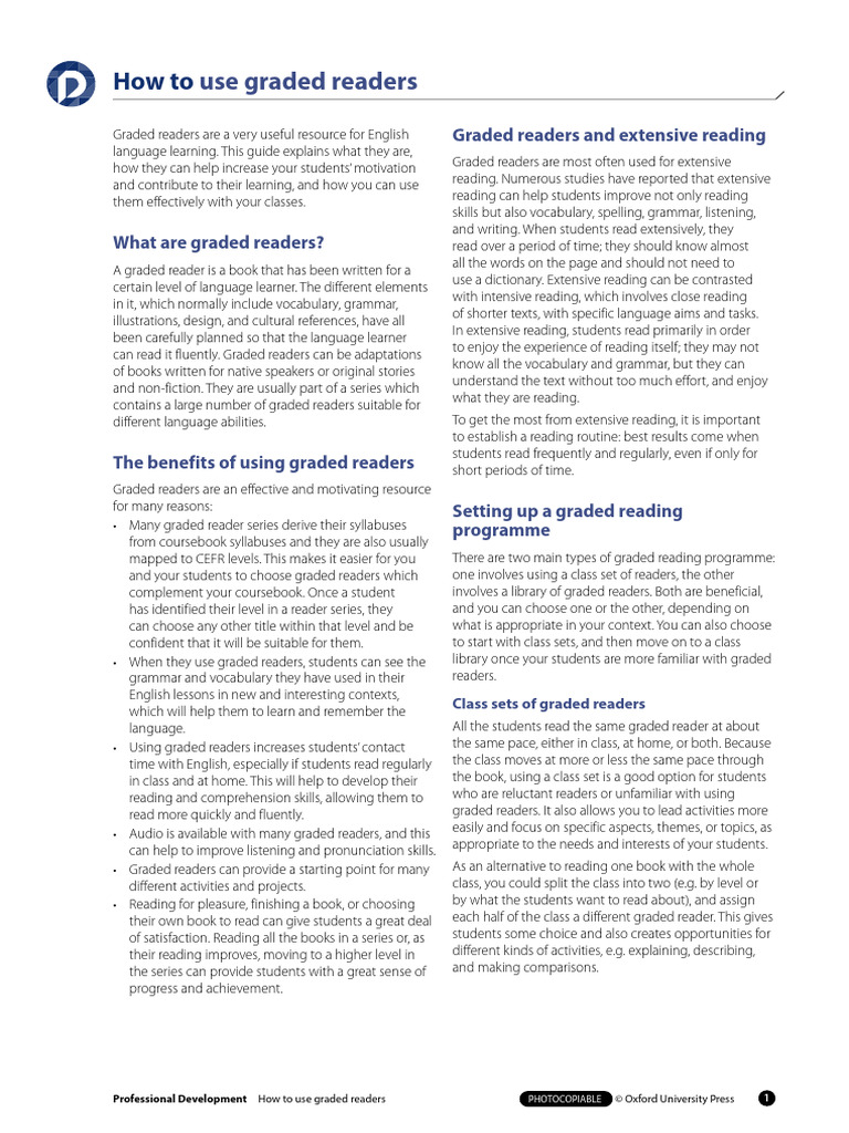 Using Graded Readers for ESL Success | PDF | Books | Vocabulary