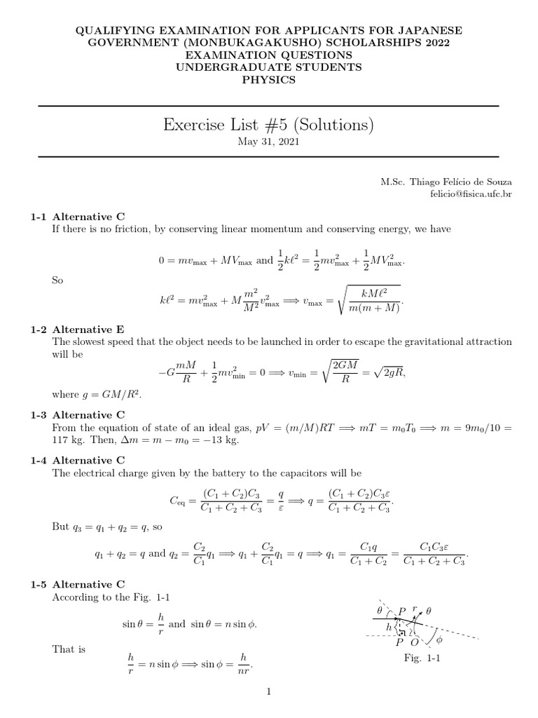 Exerciselist5 Eja2022 Physics Solutions | PDF | Quantity | Materials Science