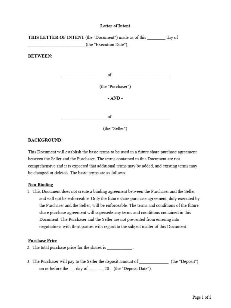 Letter of Intent | PDF | Contractual Term | Common Law