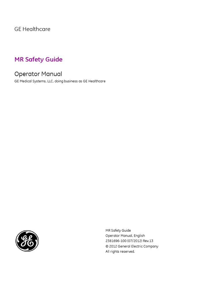 Operator Manual Ge Signa Explorer Safetyguide - 2381696 - en - r13 ...