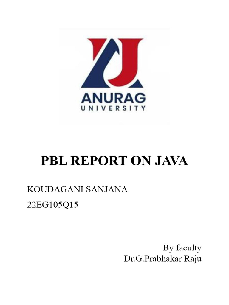 Pbl Report On Java Pdf String Computer Science Constructor 3436