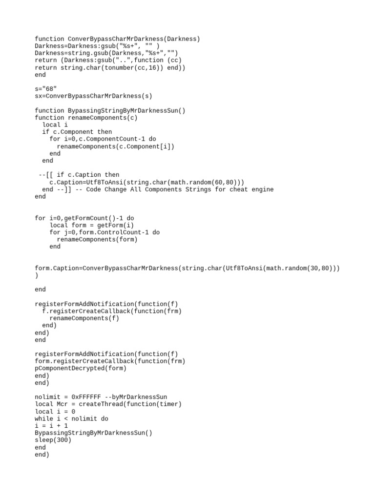 Bypass Strings Cheat Engine MR Darkness Sun | PDF
