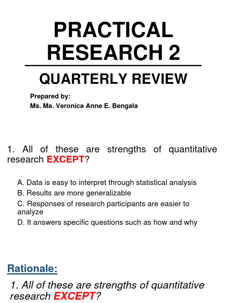 3rd Quarterly Exam in PR2 (REVIEWER) - 2nd | PDF | Quantitative Research | Design Of Experiments