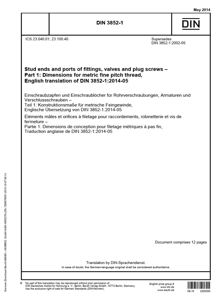 Din 3852-1 - en - 01 | PDF | Screw | Metalworking