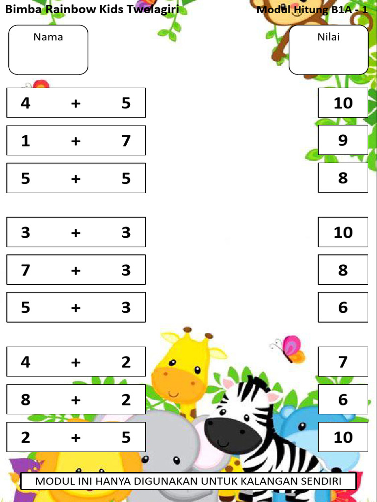 Modul Hitung Bimba Rainbow Kids | PDF