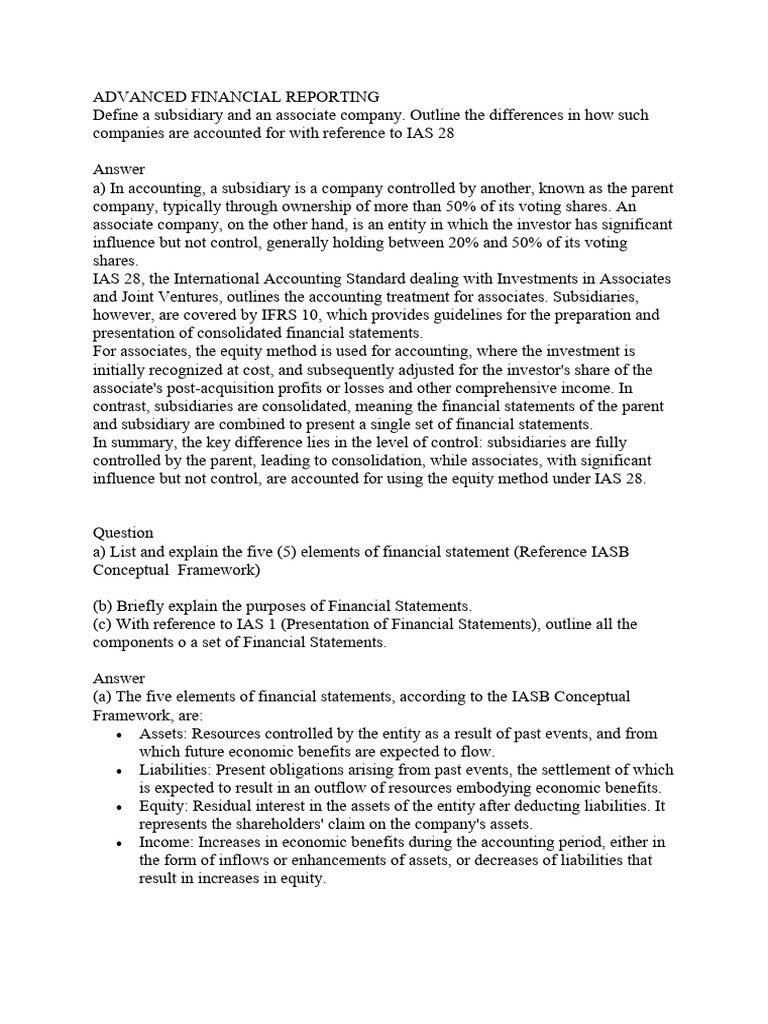 Advanced Financial Reporting | PDF | International Financial Reporting ...