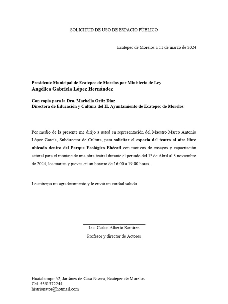 Solicitud de Uso de Espacio Público | PDF | Ciencias sociales | Ciencia y matemáticas