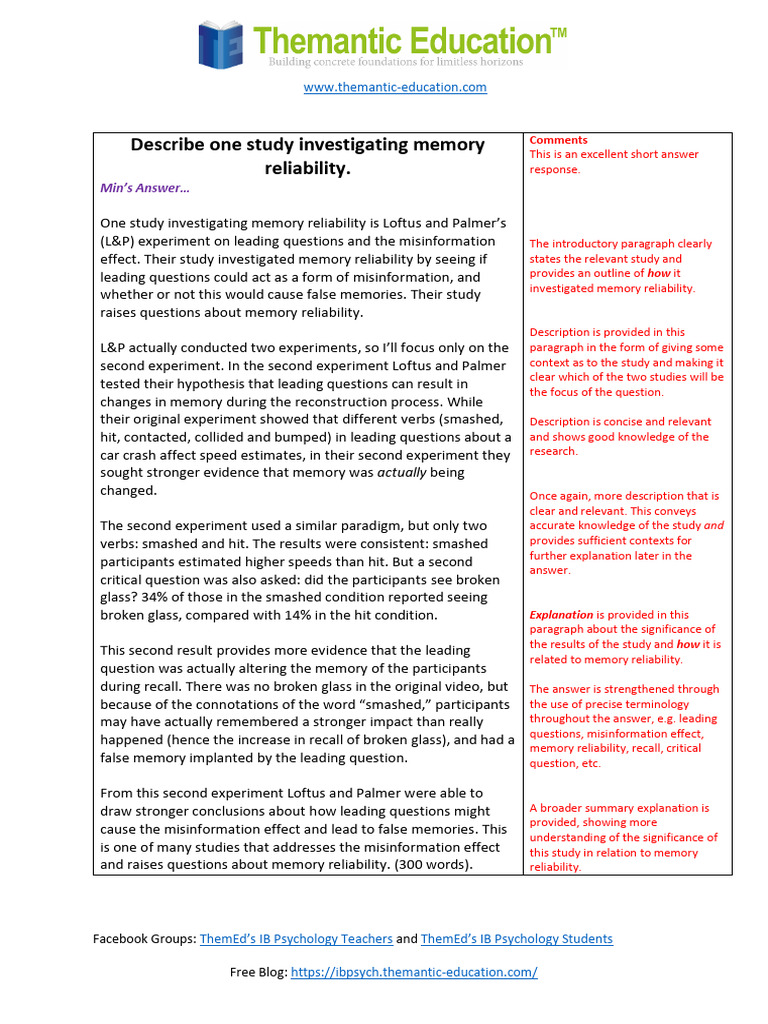 Example Sar Describe Memory Reliability Mins Annotated | PDF | Memory | Behavioural Sciences