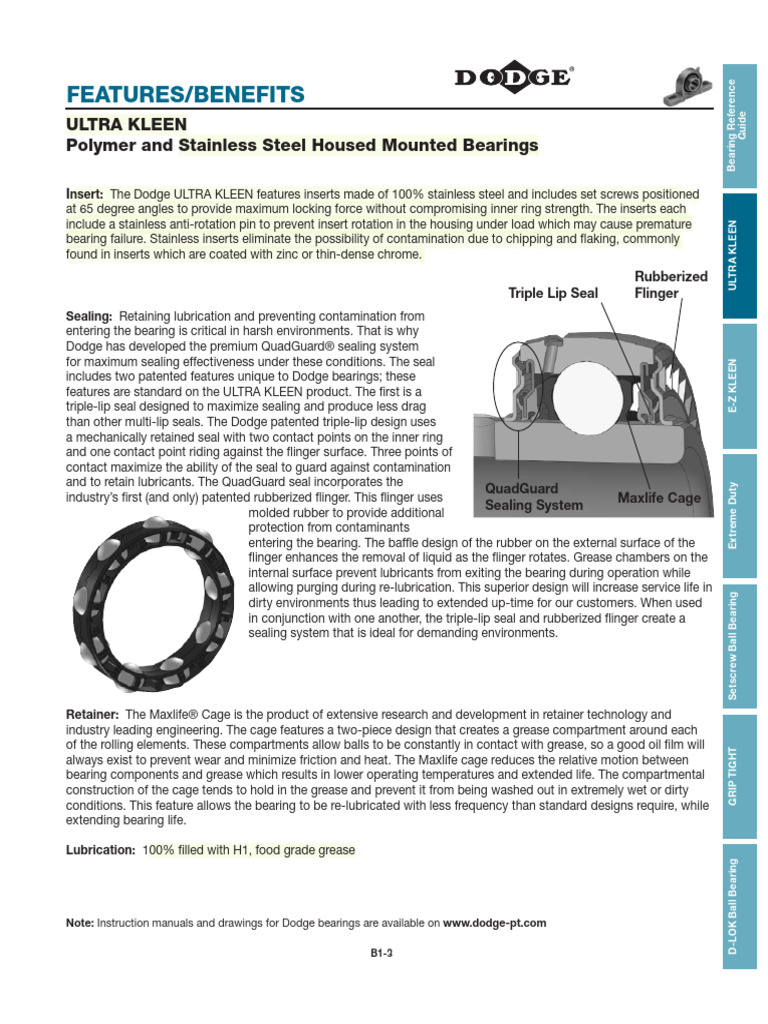 Chumacera Ultra-Kleen - DODGE | PDF | Bearing (Mechanical) | Mechanical ...