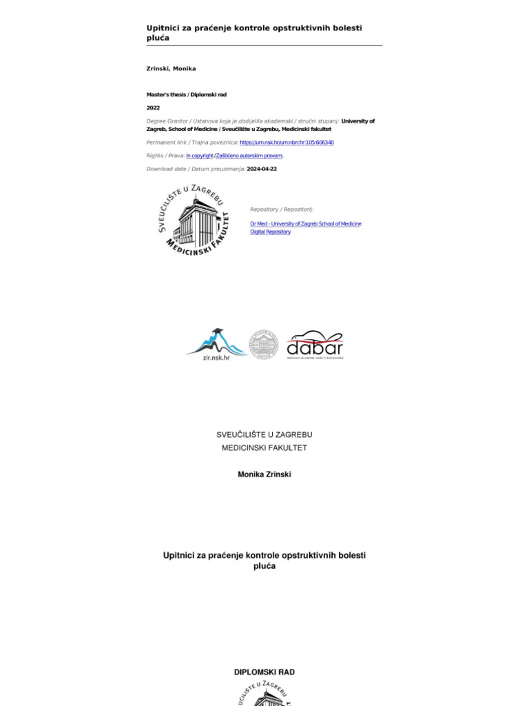 Monika Zrinski Upitnici Za Pracenje Kontrole Opstruktivnih Bolesti ...
