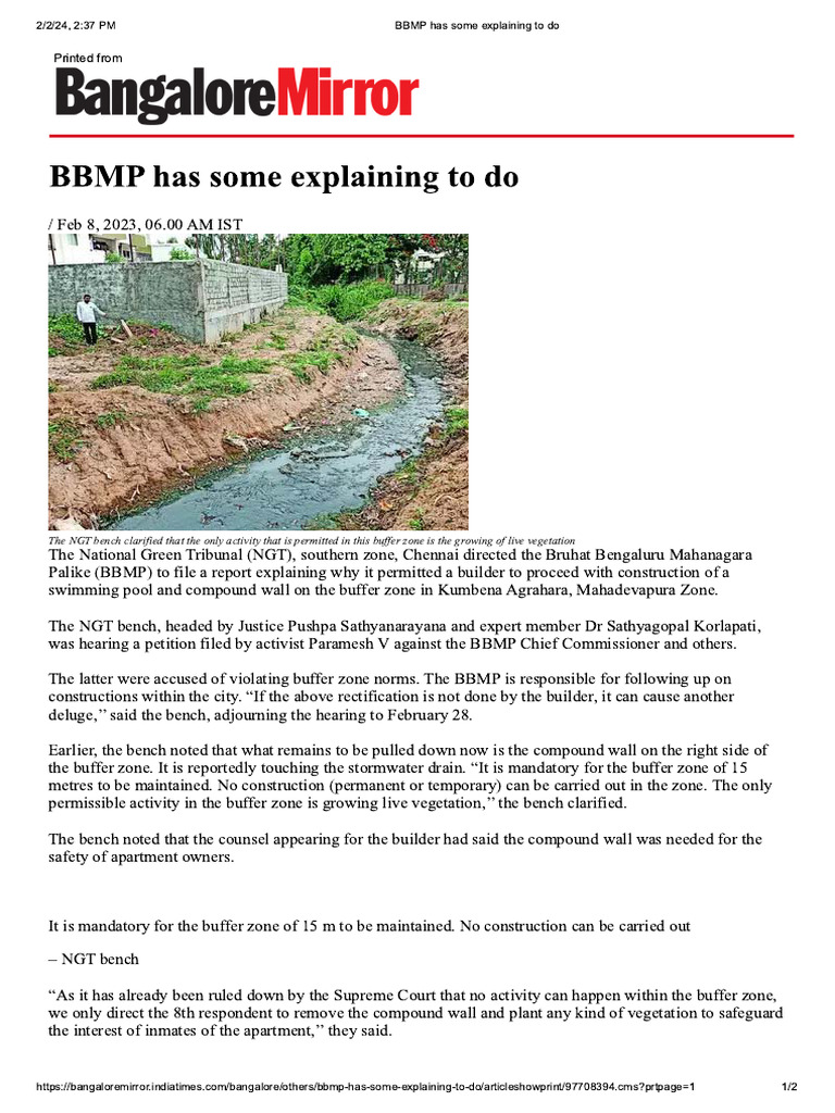 BBMP Has Some Explaining To Do BUFFER ZONE | PDF | Science & Mathematics