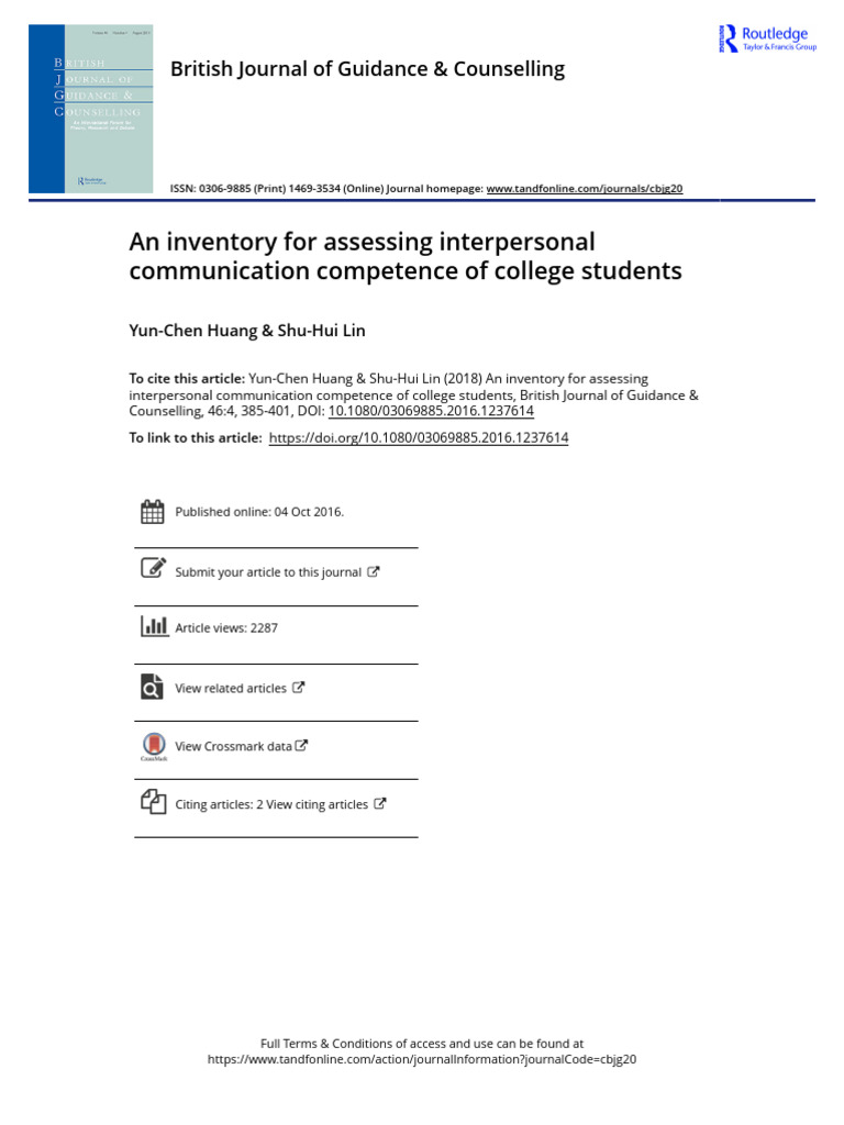 An Inventory For Assessing Interpersonal Communication Competence of ...