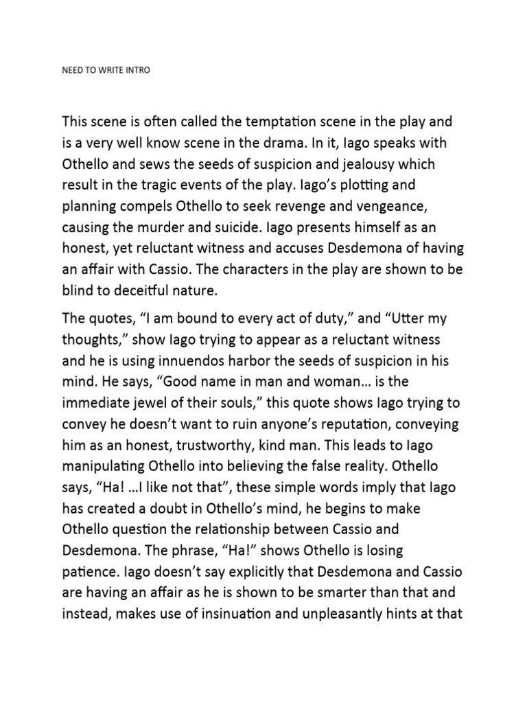 Othello Essay. | PDF | Iago | Othello