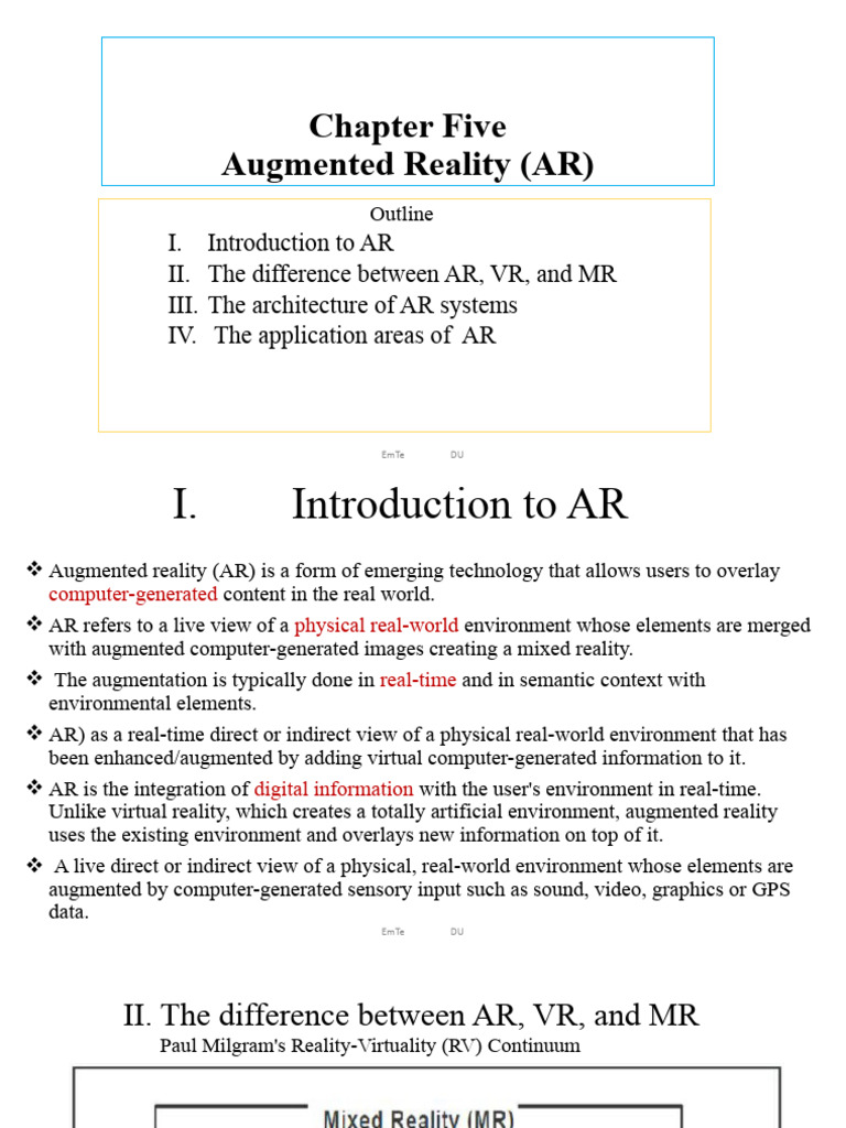 Understanding Augmented Reality (AR) | PDF | Augmented Reality ...