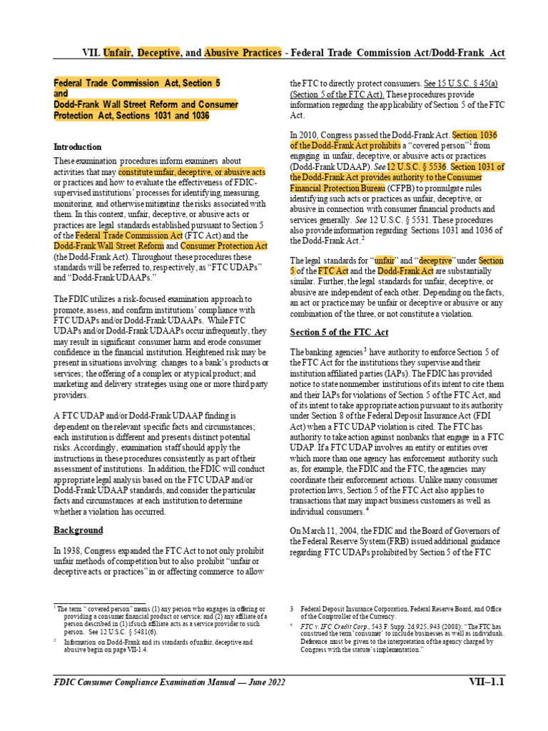 FDIC Consumer Compliance Examination Manual - June 2022 | PDF | Federal ...