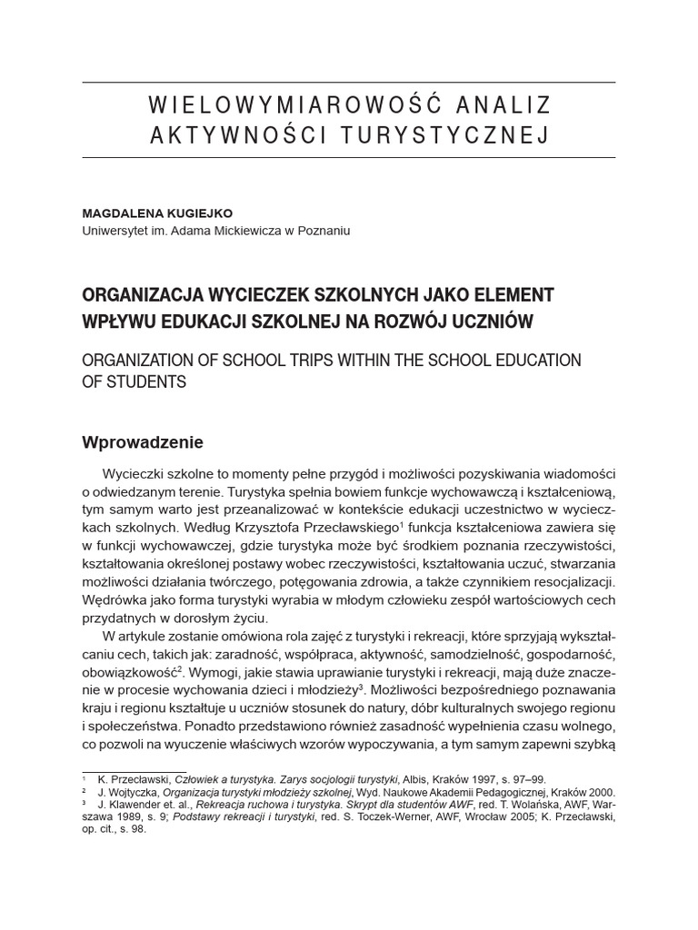Organizacja Wycieczek Szkolnych Jak 2 | PDF