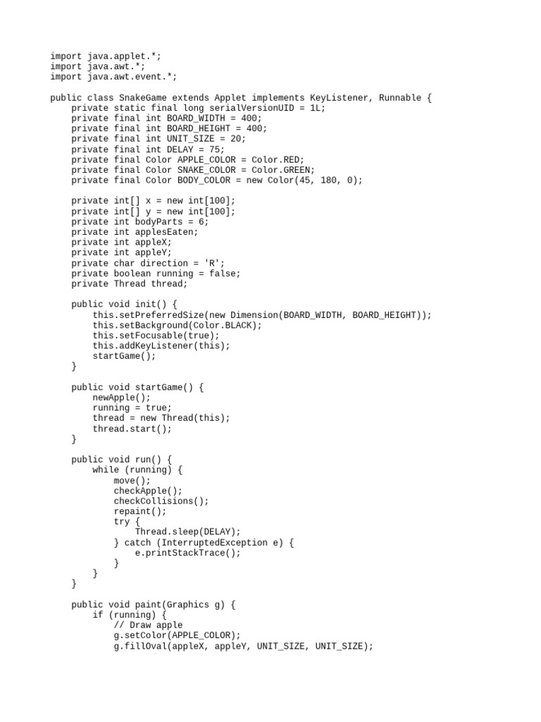 Snake Game | PDF | Computer Programming | Software Engineering