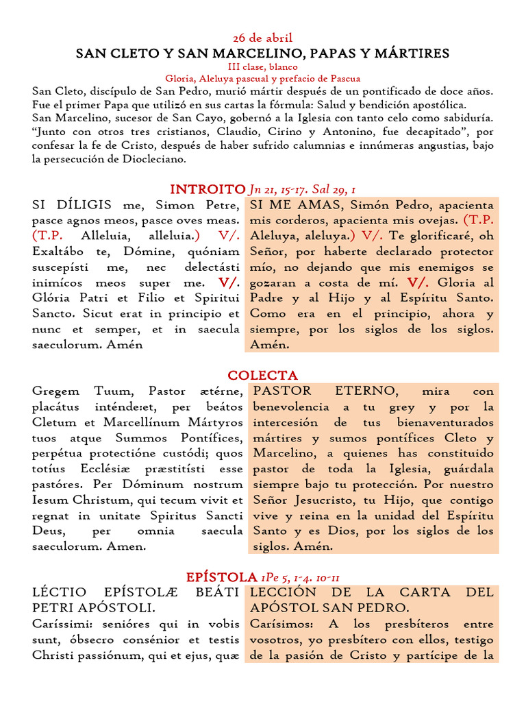 San Cleto y San Marcelino: Papas Mártires | PDF | Papa | Contenido bíblico