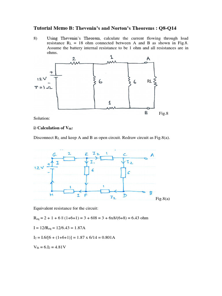 EEE1007S 2023 Tutorial Solution 5 II | PDF | Electrical Network | Electrical Resistance And ...