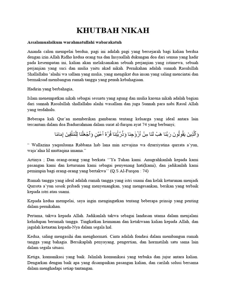 Khutbah Nikah SMP N 29 RL | PDF