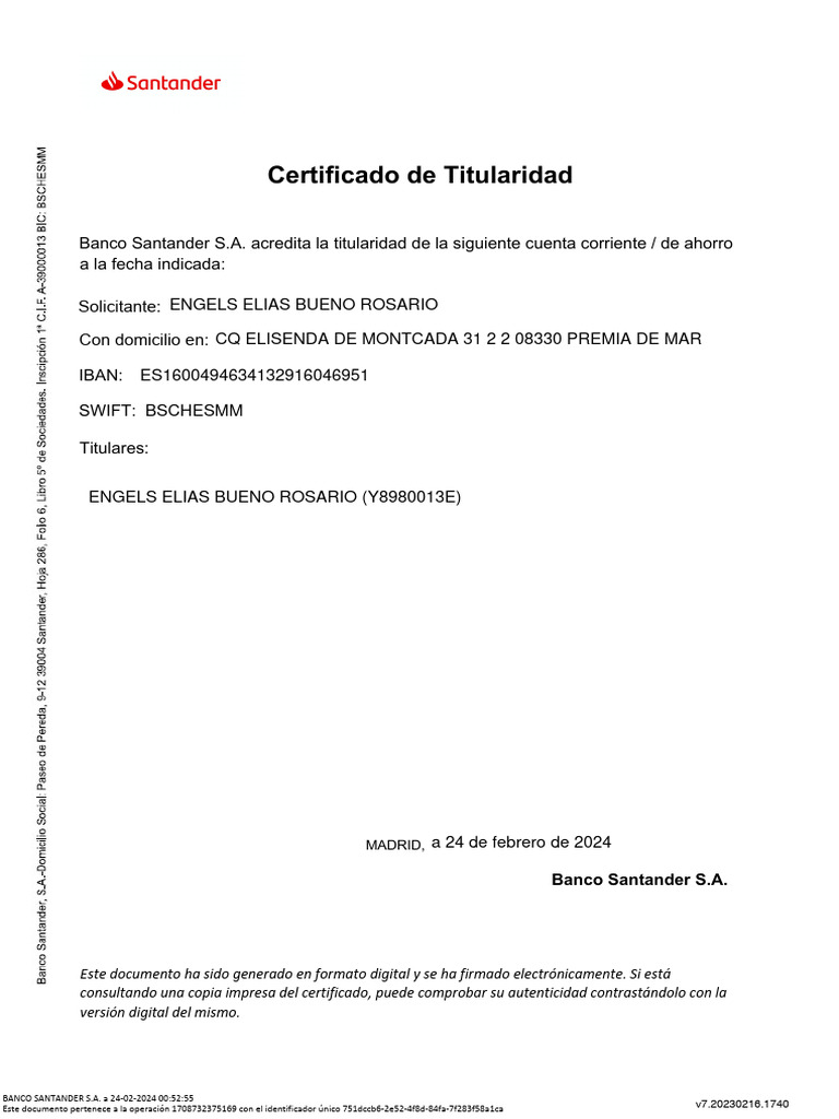 Certificado de Titularidad | PDF