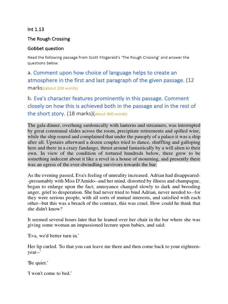 Analyzing Eva in 'The Rough Crossing' | PDF | Art | Poetry