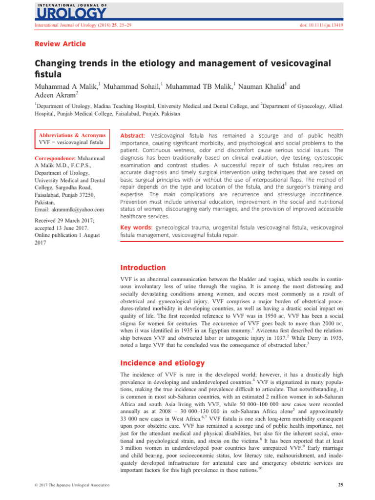 Int J of Urology - 2017 - Malik - Changing Trends in The Etiology and ... Int J of Urology - 2017 - Malik - Changing Trends in The Etiology and ...