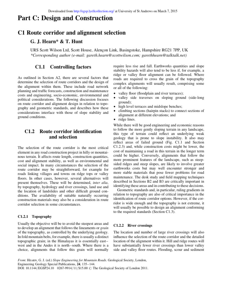 Road Corridor and Allignment Selection | PDF | Landslide | River
