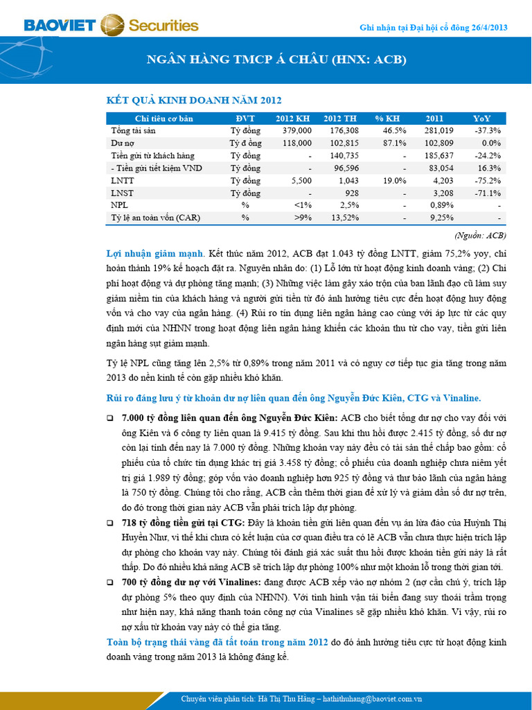 Note Dai Hoi Co Dong ACB 2013 | PDF