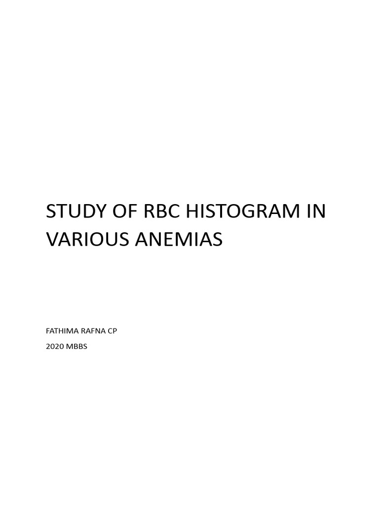 Study of RBC Histogram in Various Anemias | PDF | Anemia | Red Blood Cell