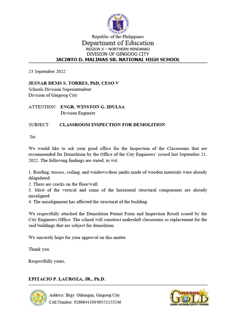 letter - request Demolition | PDF