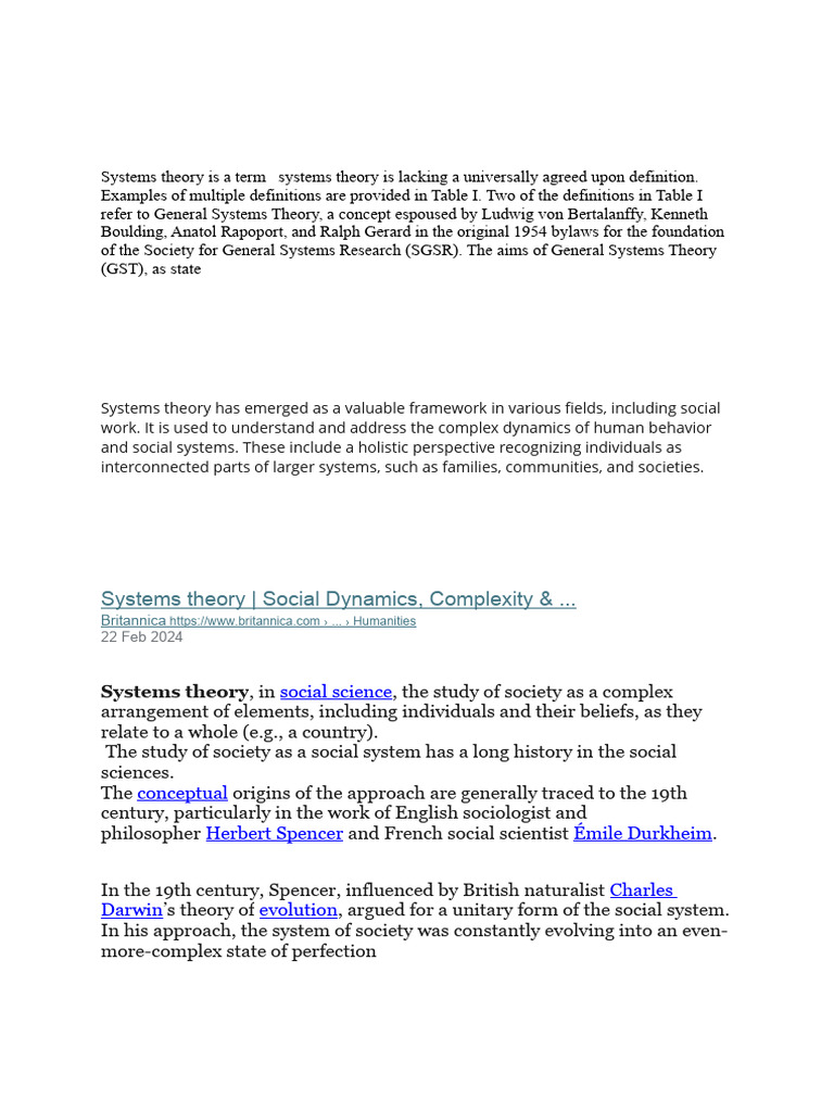 Systems Theory Is A Term Systems Theory Is Lacking A Universally Agreed ...