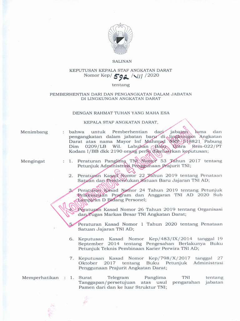 2020-07-21 Kep Kasad Mutasi 2191 Pamen | PDF
