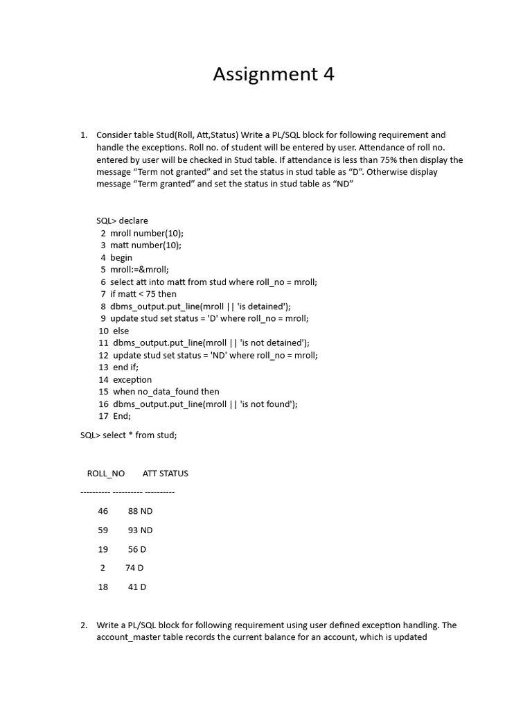 Assignment4 PBL | PDF | Pl/Sql | Sql