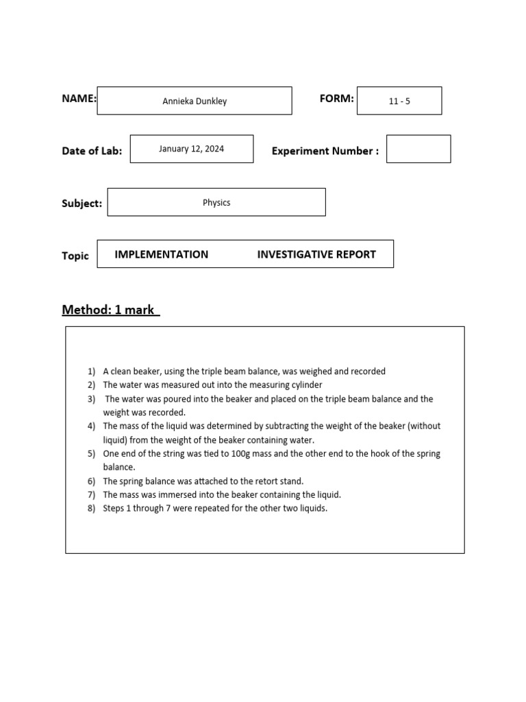 IMPLEMENTATION INVESTIGATIVE REPORT FORMAT | PDF | Buoyancy | Density