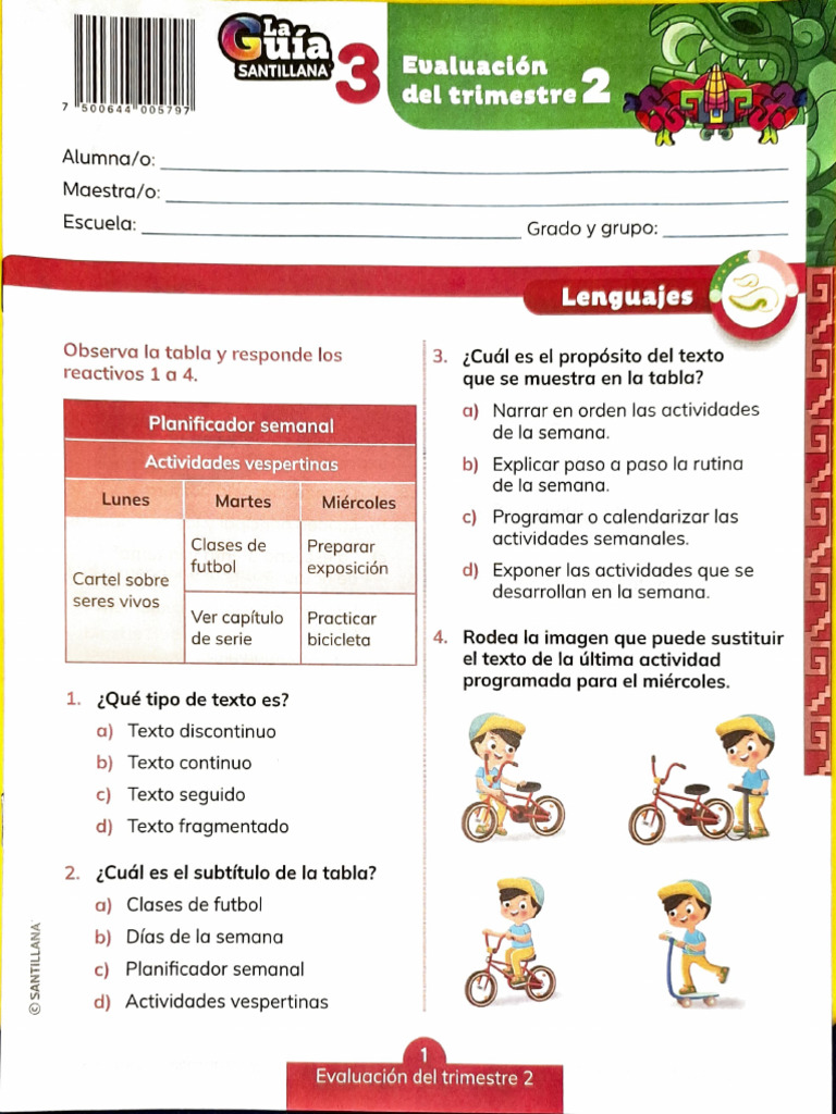 3° T2 Examen Santillana 23-24 | PDF