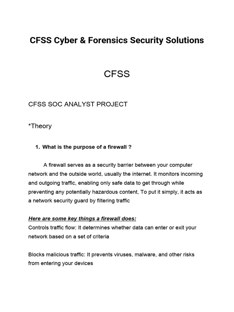 CFSS Internship Soc Analyst | Download Free PDF | Security | Computer Security