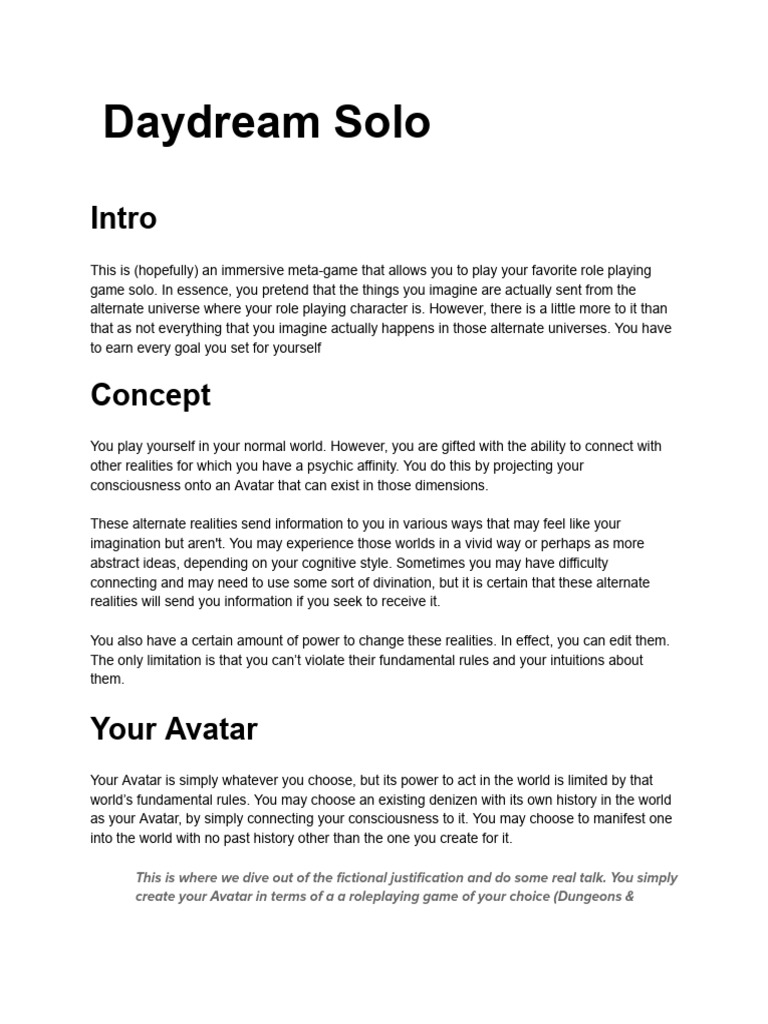 Daydream Solo | PDF | Reality