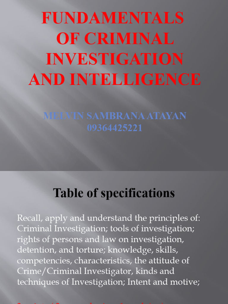 Fundamentals of Criminal Investigation | PDF | Military Intelligence ...