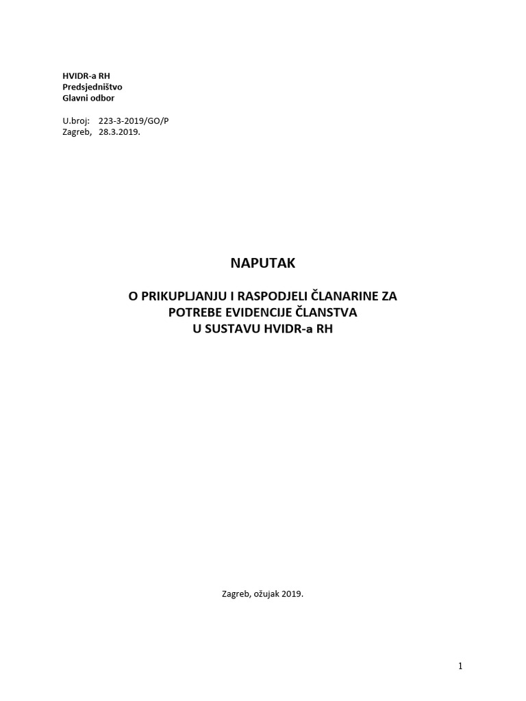 3 Naputak o Prikupljanju I Raspodjeli Clanarine | PDF