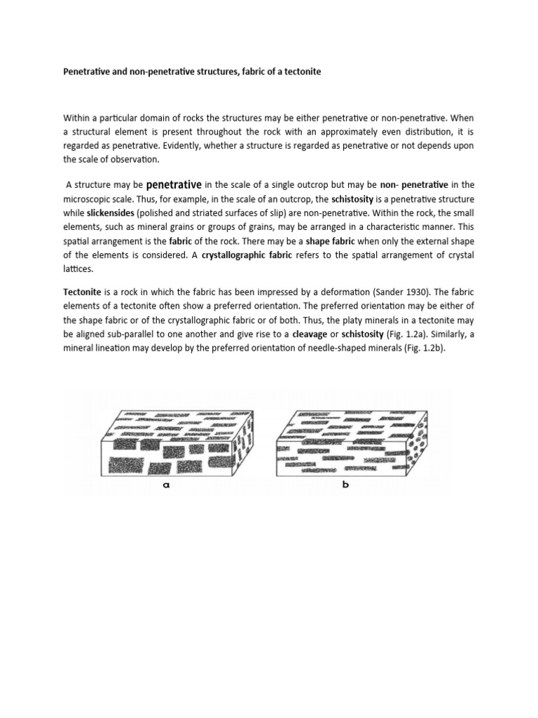 Penetrative and Non-Penetrative Structures, Fabric of A Tectonite | PDF ...