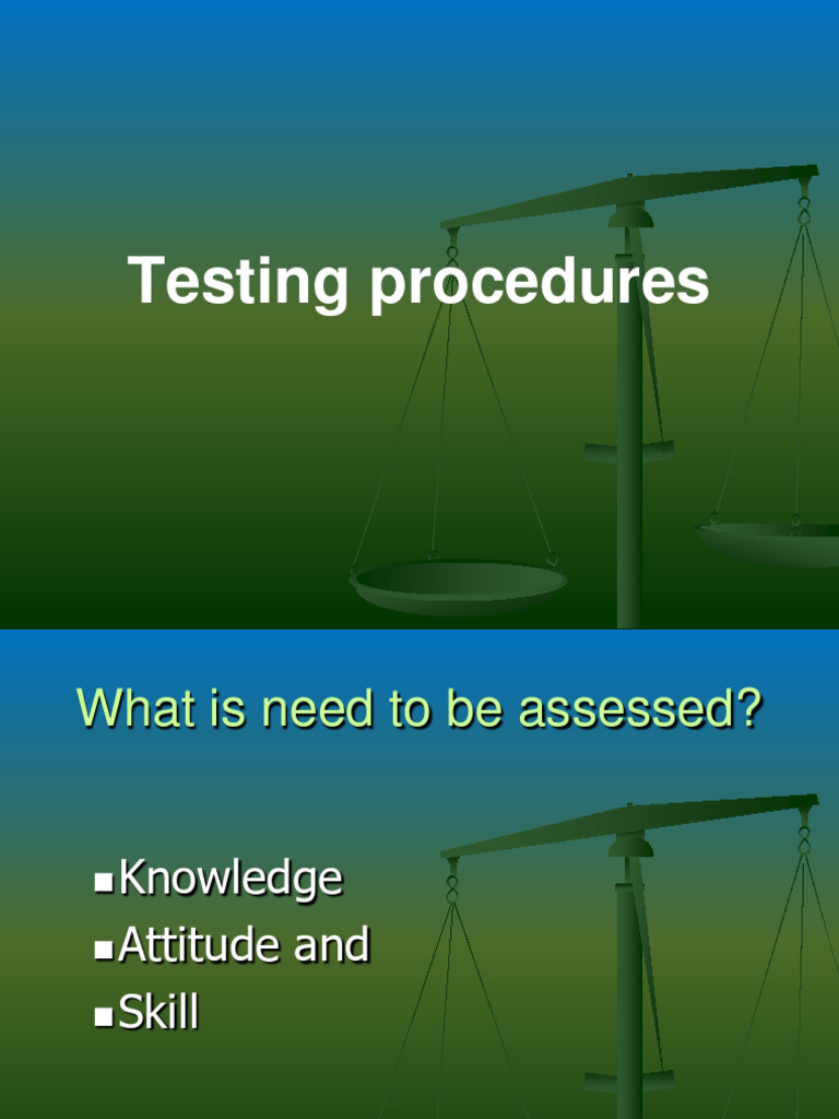 Intro To Testing Procedures and Assessment of Knwoledge | PDF ...