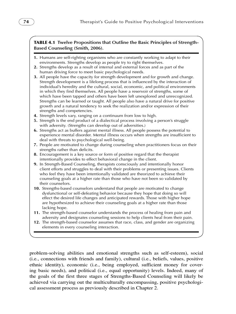 12 basic principles of strength based counseling | PDF | Psychotherapy ...