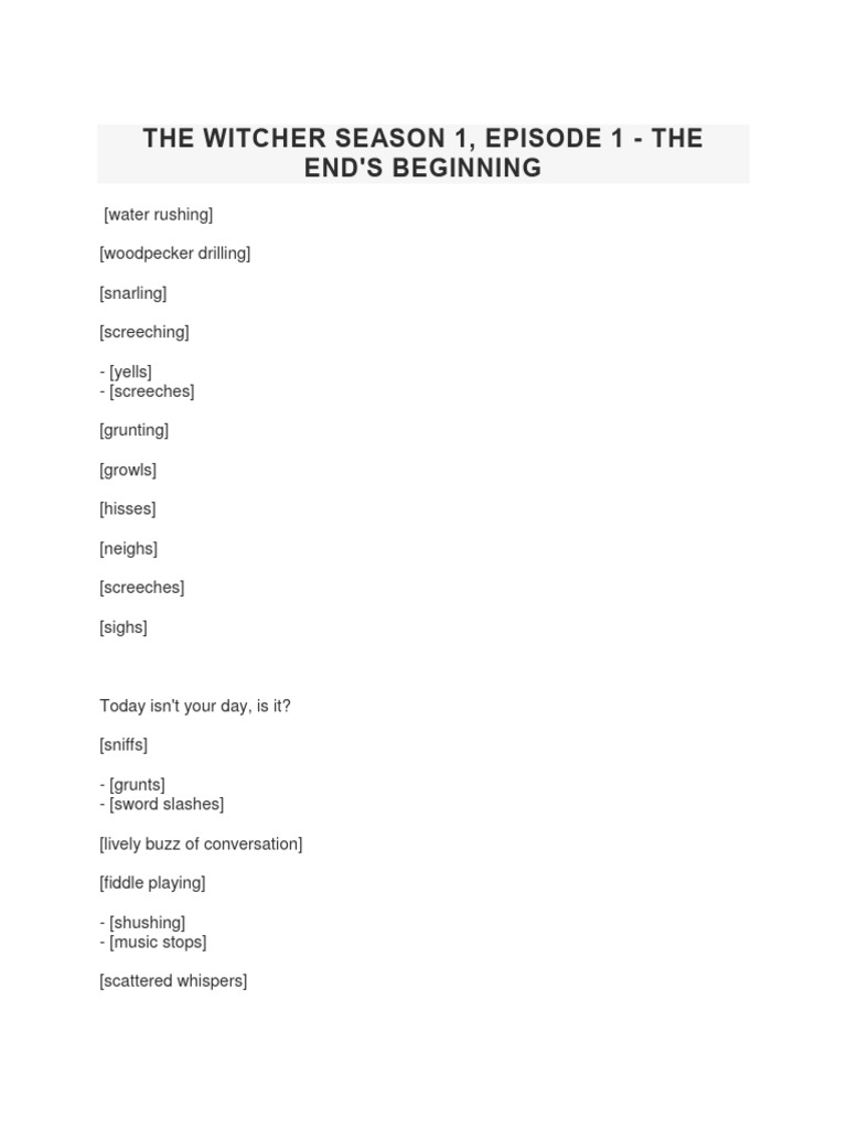 The Witcher S1E1: The End's Beginning | PDF