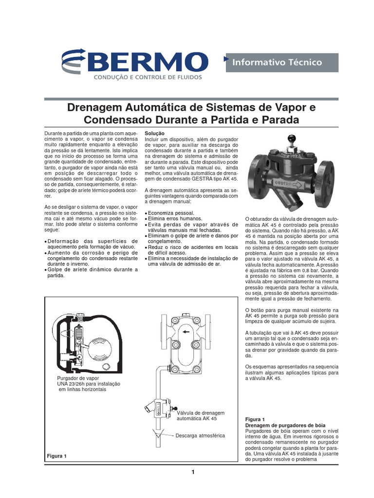 BERMO - DRENAGEM DE VAPOR E CONDENSADO | PDF | Válvula | Pressão