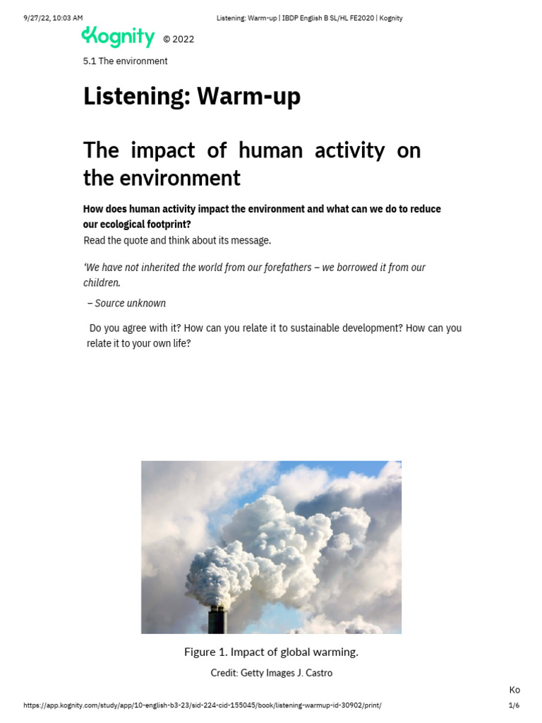 Human Impact on Environment: Listening Exercise | PDF | Human Impact On ...