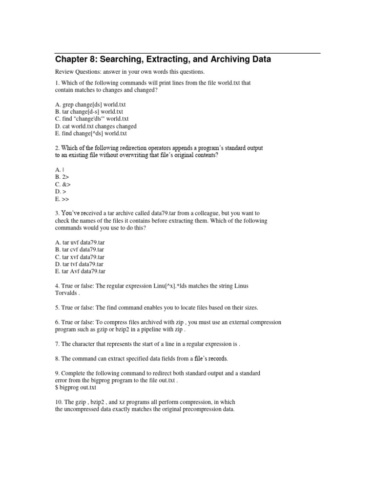 CH 8 Exercises | PDF | Computer File | Operating System Technology