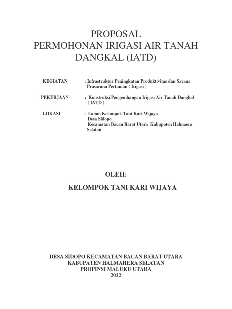 Proposal Irigasi Air Sidopo | PDF