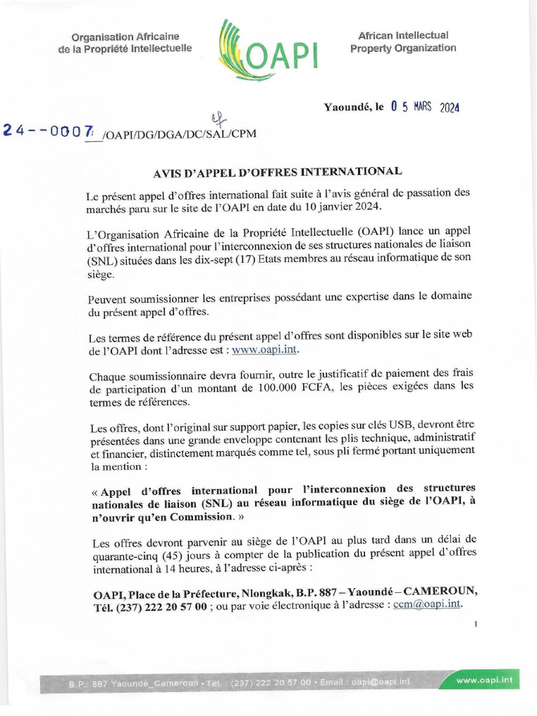 Liaison Informatique OAPI | PDF